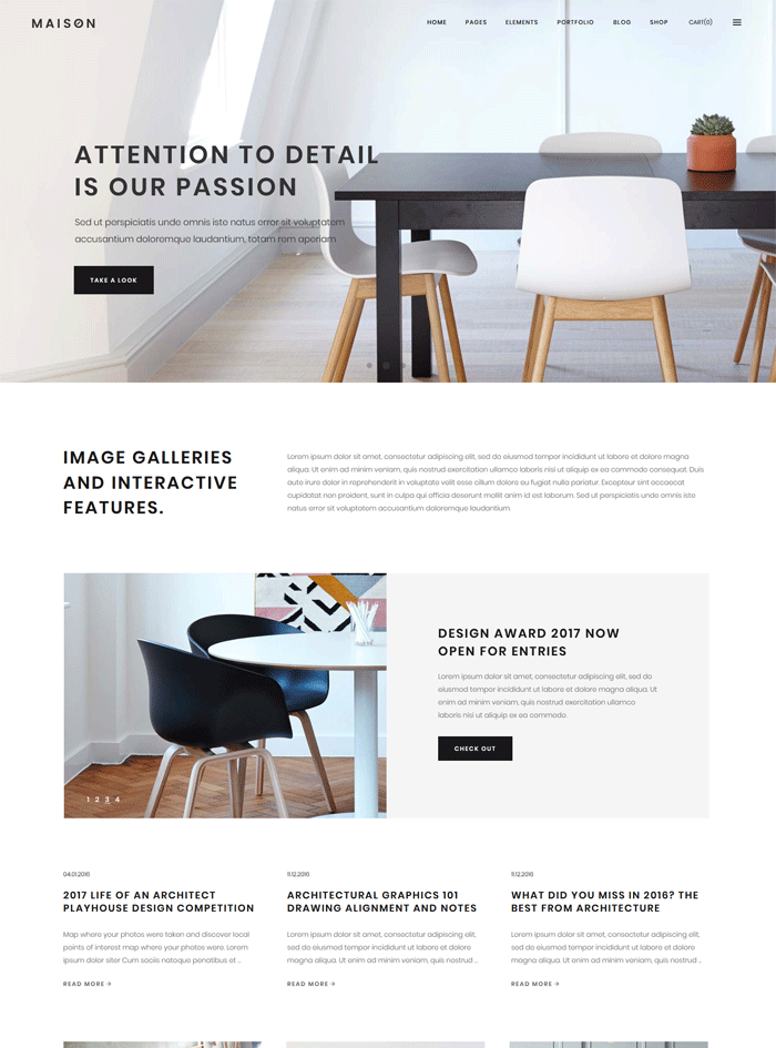 Awesome 10+ WordPress Interior Themes with Unique Elements