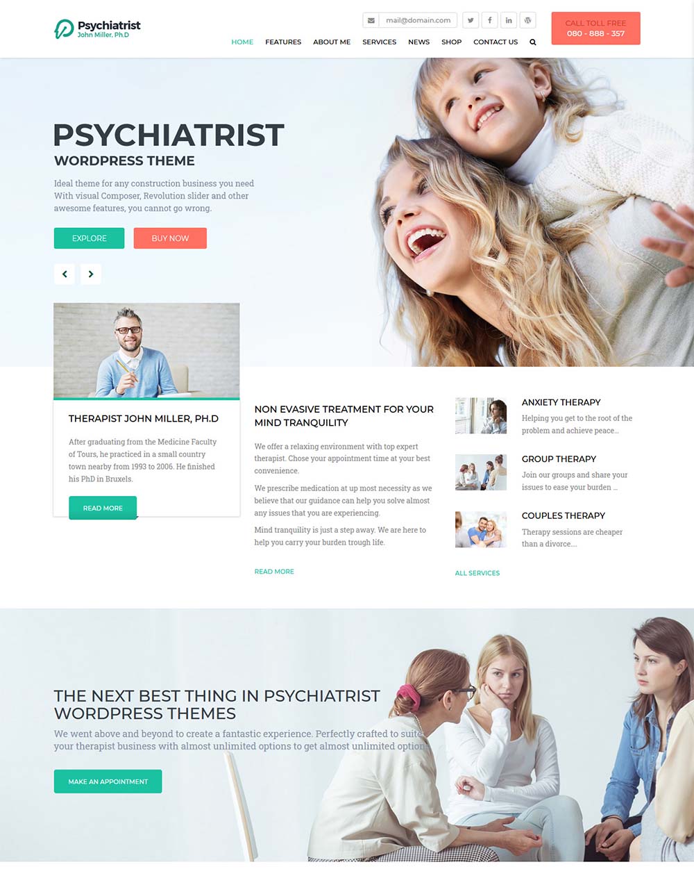 10 + Best And Premium Psychiatrist WordPress Themes